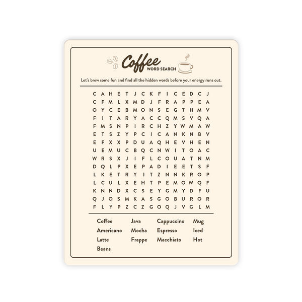 Coffee Word Search – Happy Box